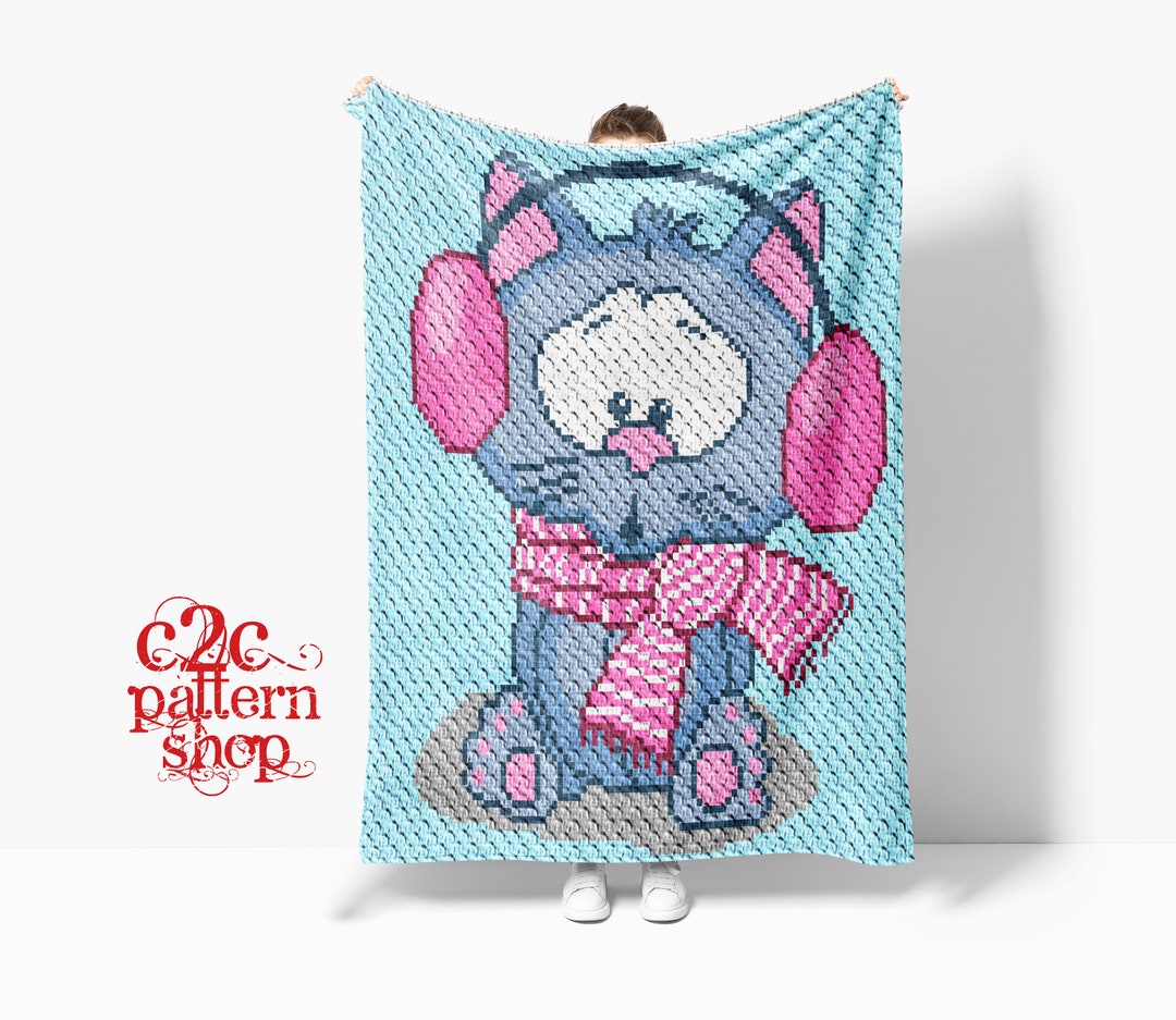 MINI C2C Cat Crochet Pattern / Corner to Corner / C2C Crochet Blanket ...