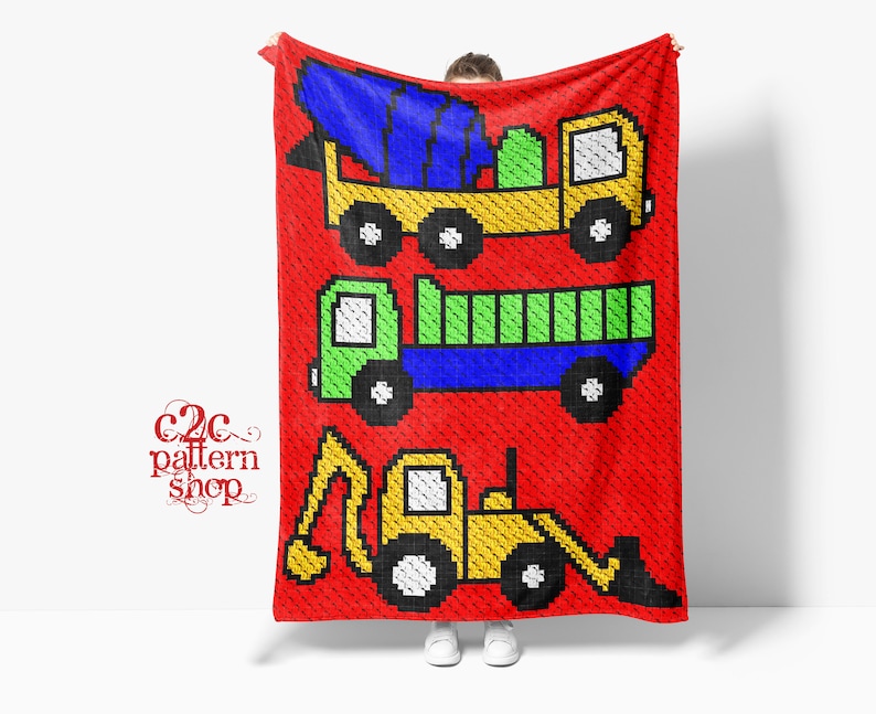 C2C Construction Trucks Crochet Pattern / C2C Boy Blanket / | Etsy