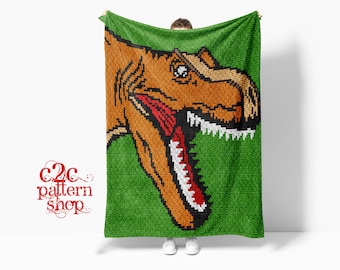 C2C Dinosaur Crochet Pattern / Corner to Corner / C2C Crochet Blanket ...