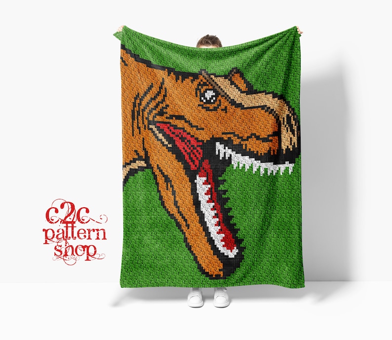 C2C T Rex Dinosaur Crochet Pattern / C2C Graphgan / Corner to Corner ...