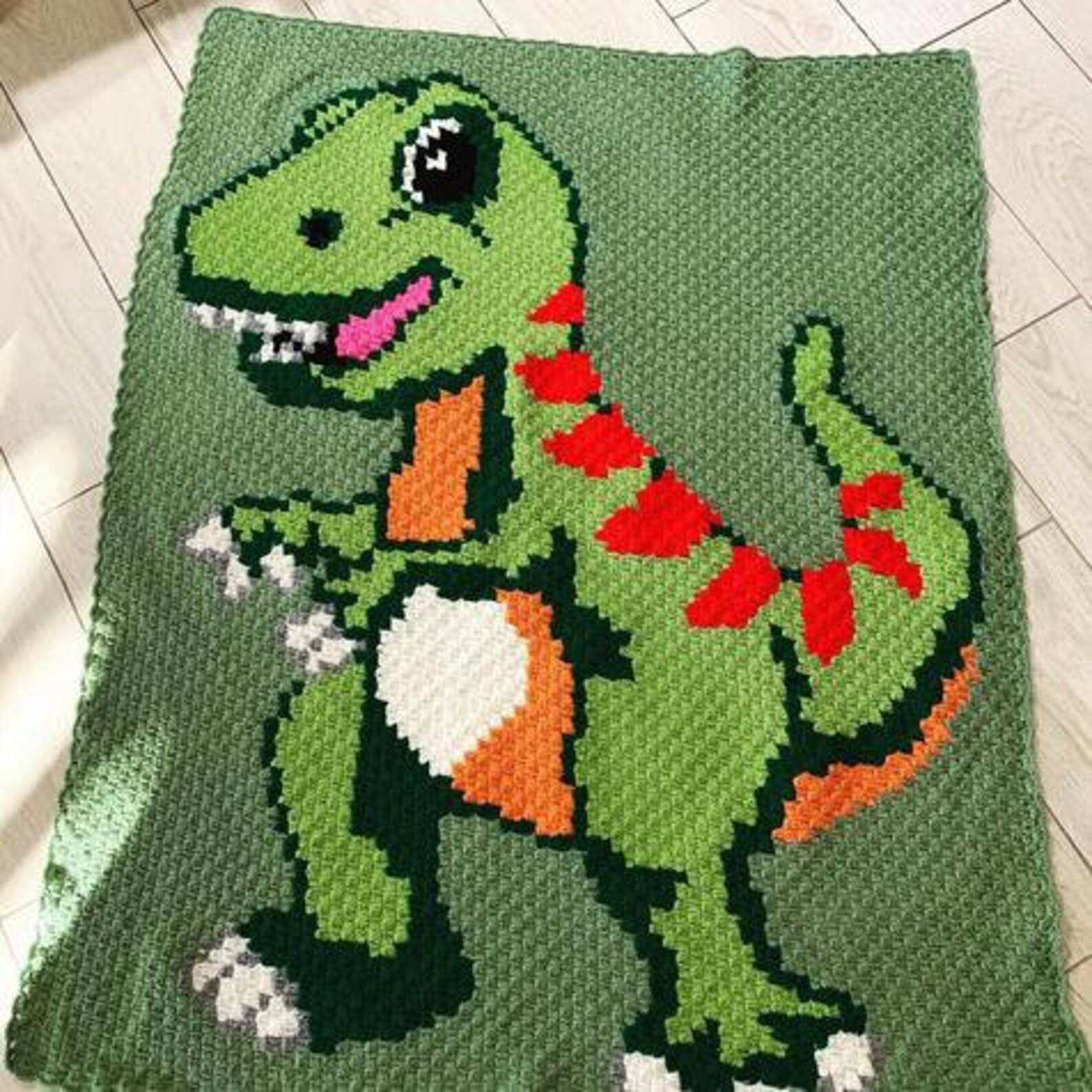 C2C Dinosaur Crochet Pattern / Corner to Corner / C2C Crochet | Etsy
