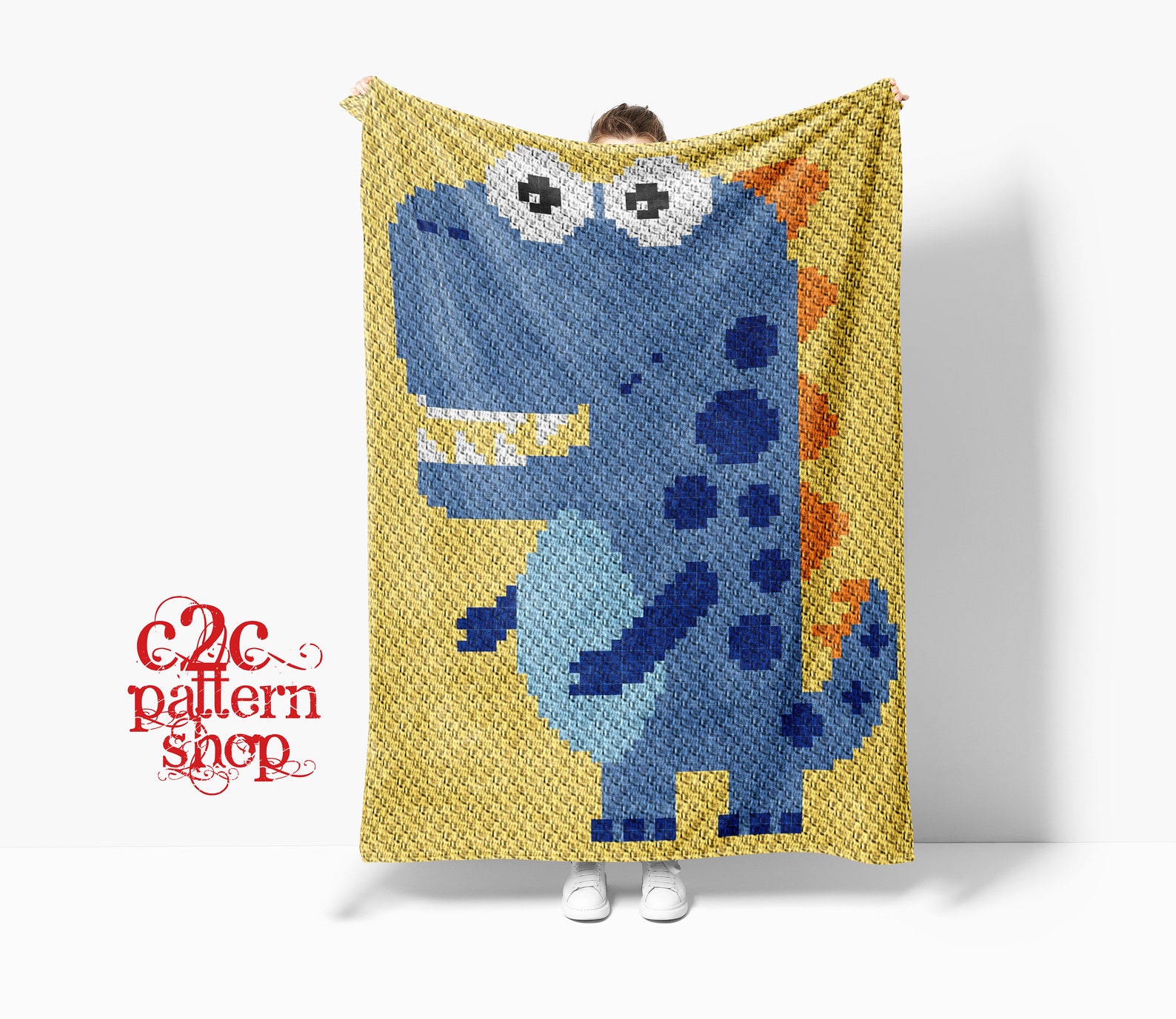 C2C Dinosaur Crochet Pattern / C2C Crochet Blanket / Corner to - Etsy