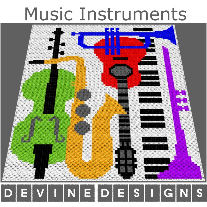 C2C Music Instruments Crochet Pattern with Written | Etsy
