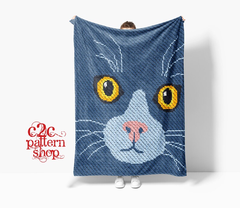 MINI C2C Cat Face Crochet Pattern / C2C Crochet Blanket / C2C | Etsy