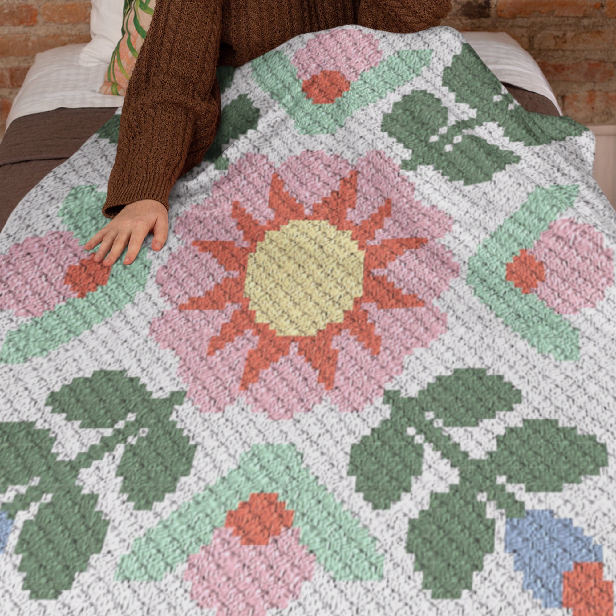 Flowers C2C Crochet Pattern With Written Instructions /graph - Etsy