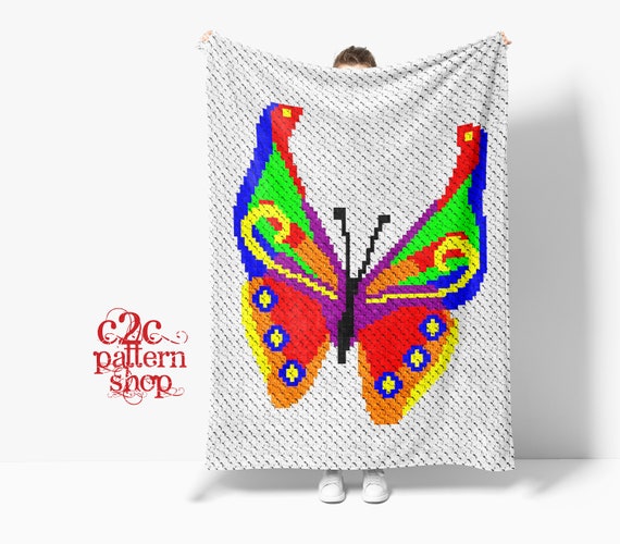 C2C Butterfly Crochet Pattern / C2C Graphgan / Corner to | Etsy