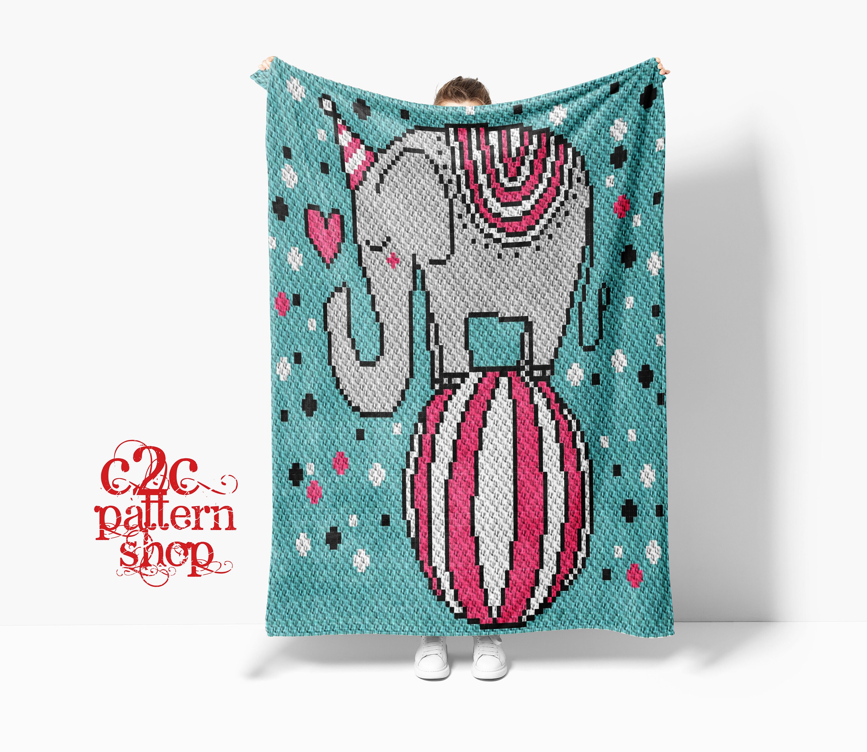 C2C Circus Elephant Cartoon Crochet Pattern With Written Instructions ...