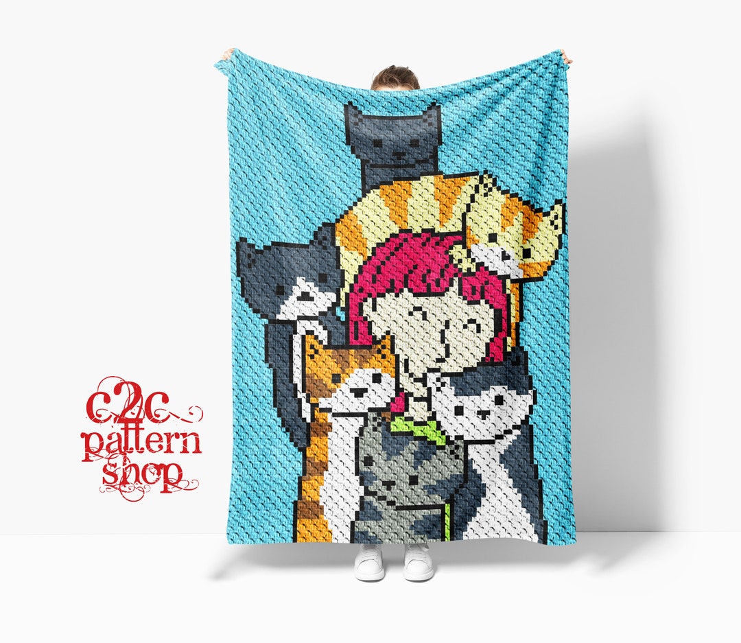C2C Cat Lady Crochet Pattern / Cat Afghan - Etsy