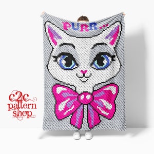 C2C Cat Crochet Pattern / C2C Girl Blanket / C2C Cat Afghan - Etsy