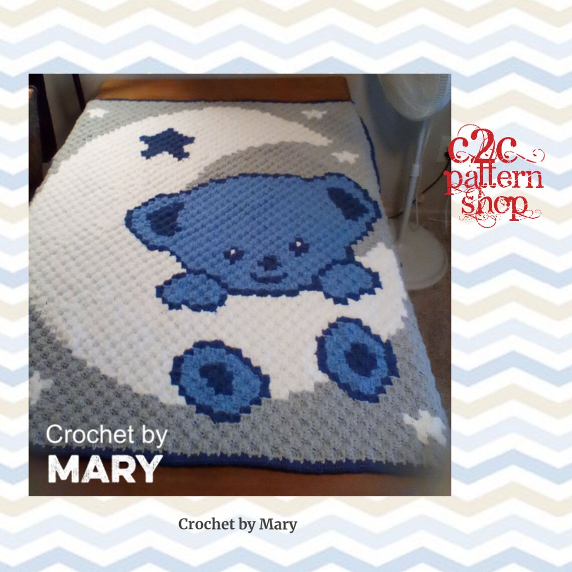 C2C Bear on the Moon Baby Crochet Pattern with Written | Etsy