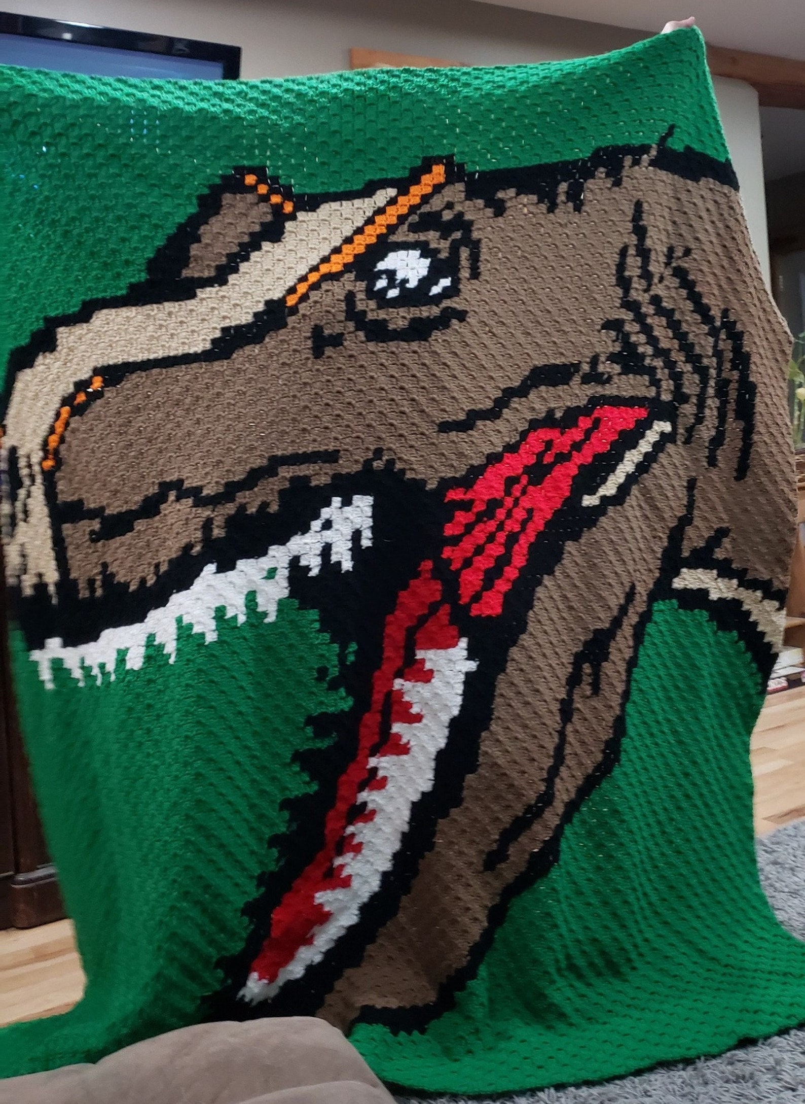 C2C T Rex Dinosaur Crochet Pattern / C2C Graphgan / Corner to | Etsy