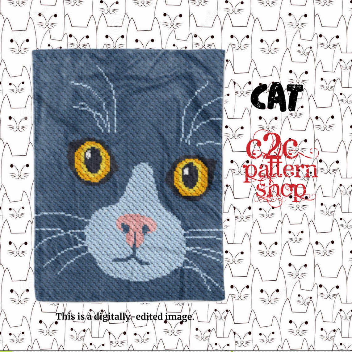 MINI C2C Cat Face Crochet Pattern / C2C Crochet Blanket / C2C | Etsy