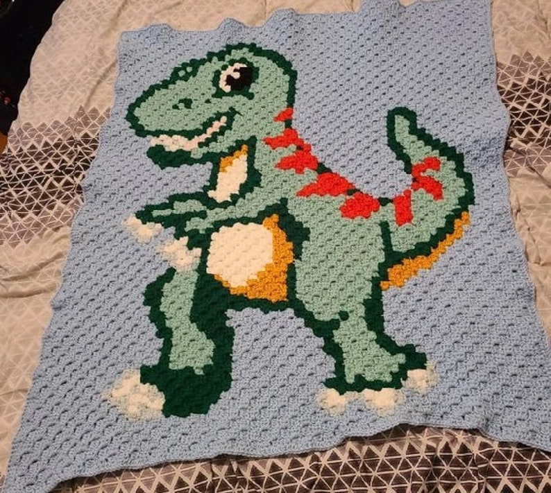 C2C Dinosaur Baby Crochet Pattern / C2C Crochet Blanket / C2C Graphgan ...