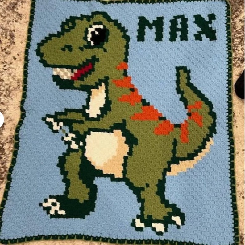 C2C Dinosaur Baby Crochet Pattern / C2C Crochet Blanket / C2C Graphgan ...