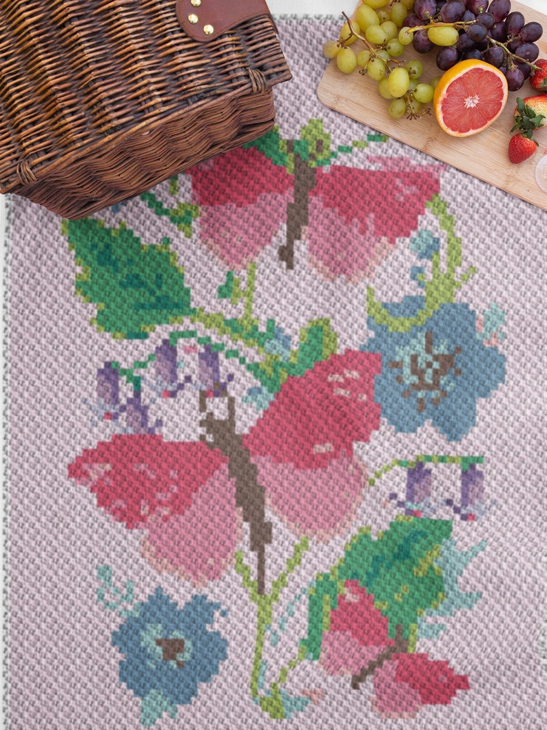 C2C Butterflies and Flowers Crochet Pattern With Written - Etsy