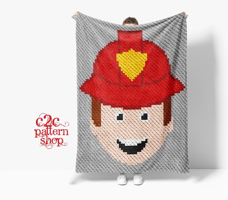 Firefighter C2C Crochet Pattern With Written Instructions / | Etsy