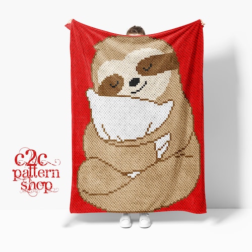 C2C Sloth Crochet Pattern / C2C Animal Blanket / C2C Sloth - Etsy