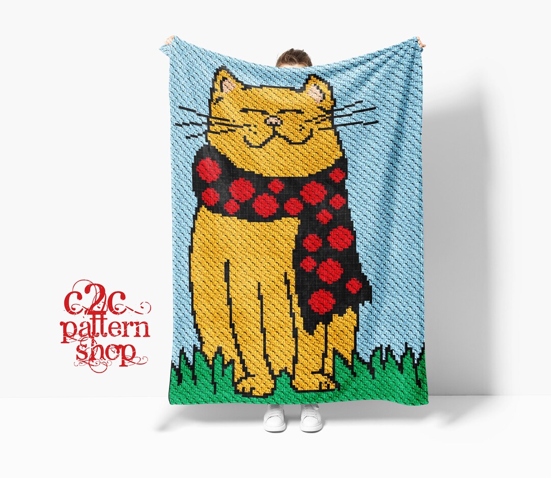 Cat Afghan Pattern / Digital Download / C2C Graphgan / Cat Crochet ...