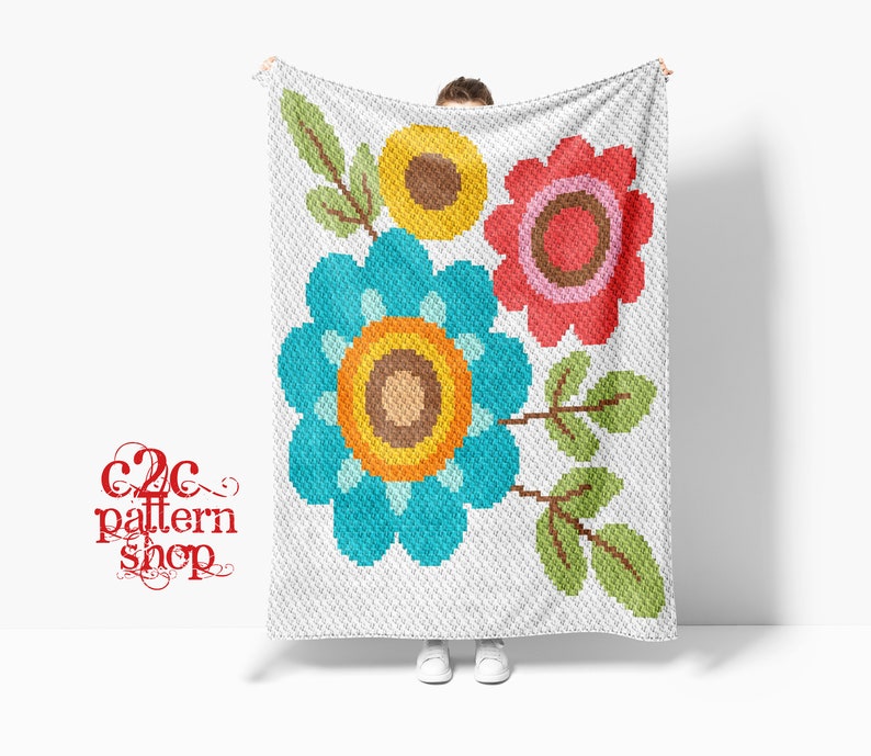 MINI C2C Flower Crochet Pattern / Flower Afghan / C2C Flower - Etsy