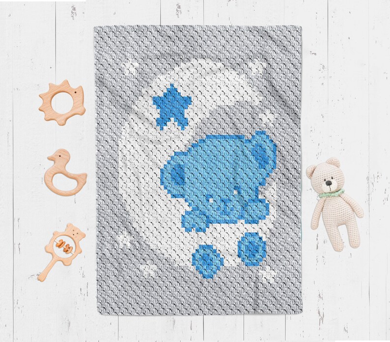 C2C Bear on the Moon Baby Crochet Pattern With Written - Etsy