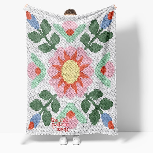 Flowers C2C Crochet Pattern With Written Instructions /graph - Etsy