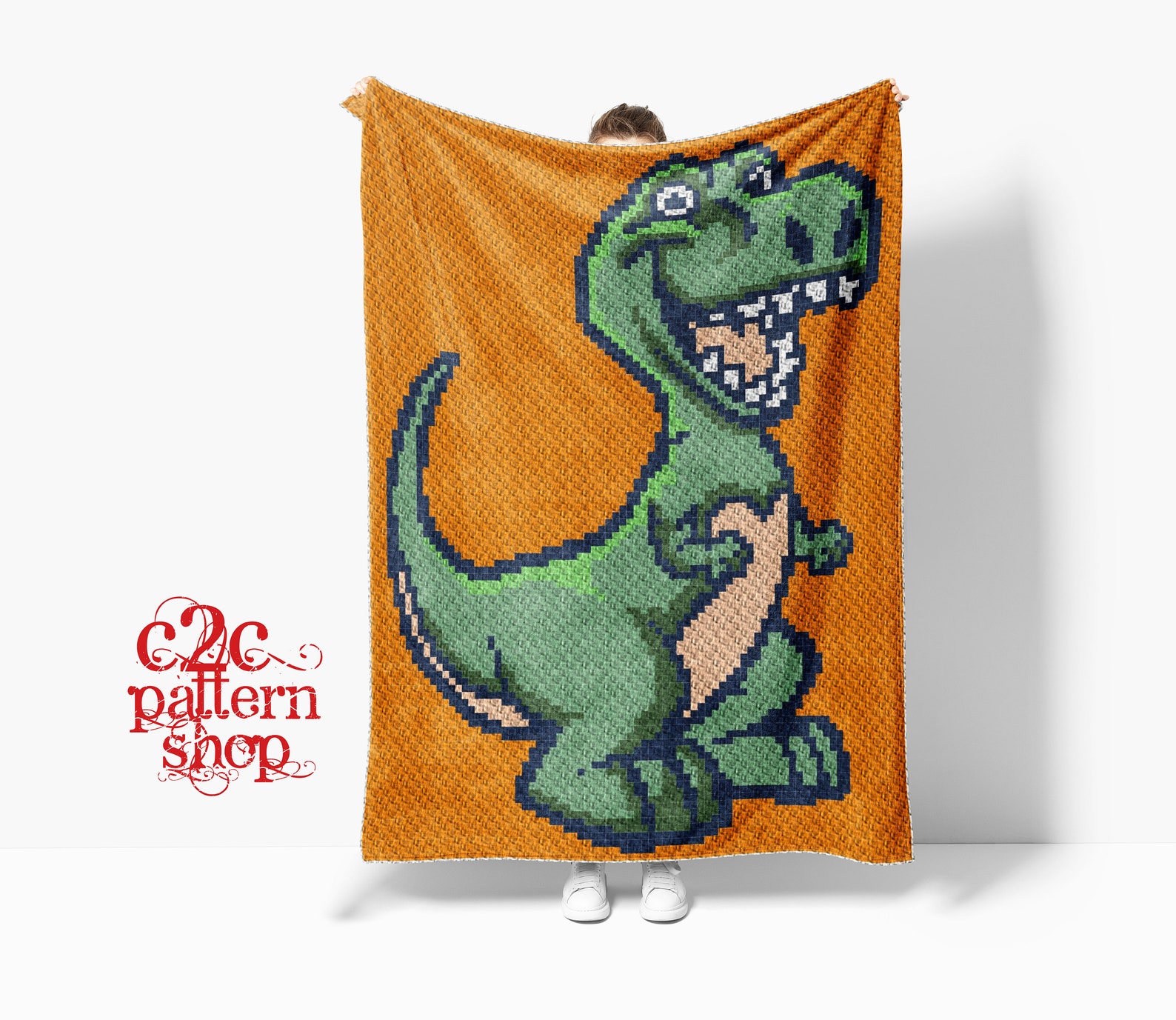 Mini C2C Dinosaur Crochet Pattern / C2C Dinosaur Afghan - Etsy