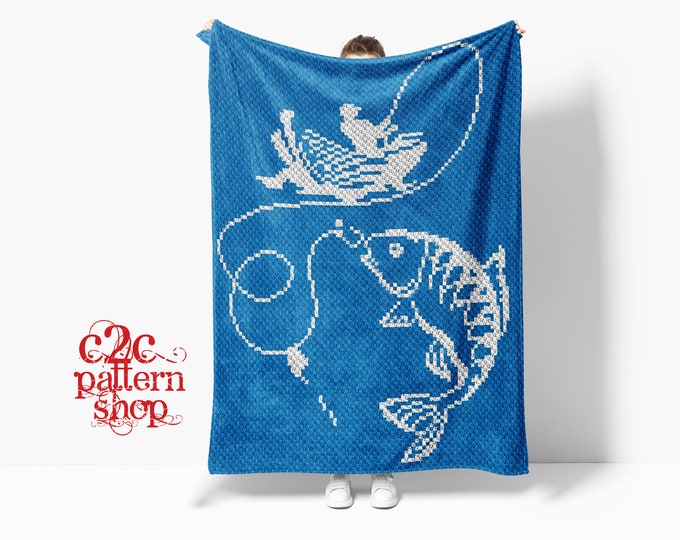C2C Fishing Crochet Pattern With Written Instructions / C2C Fisherman ...