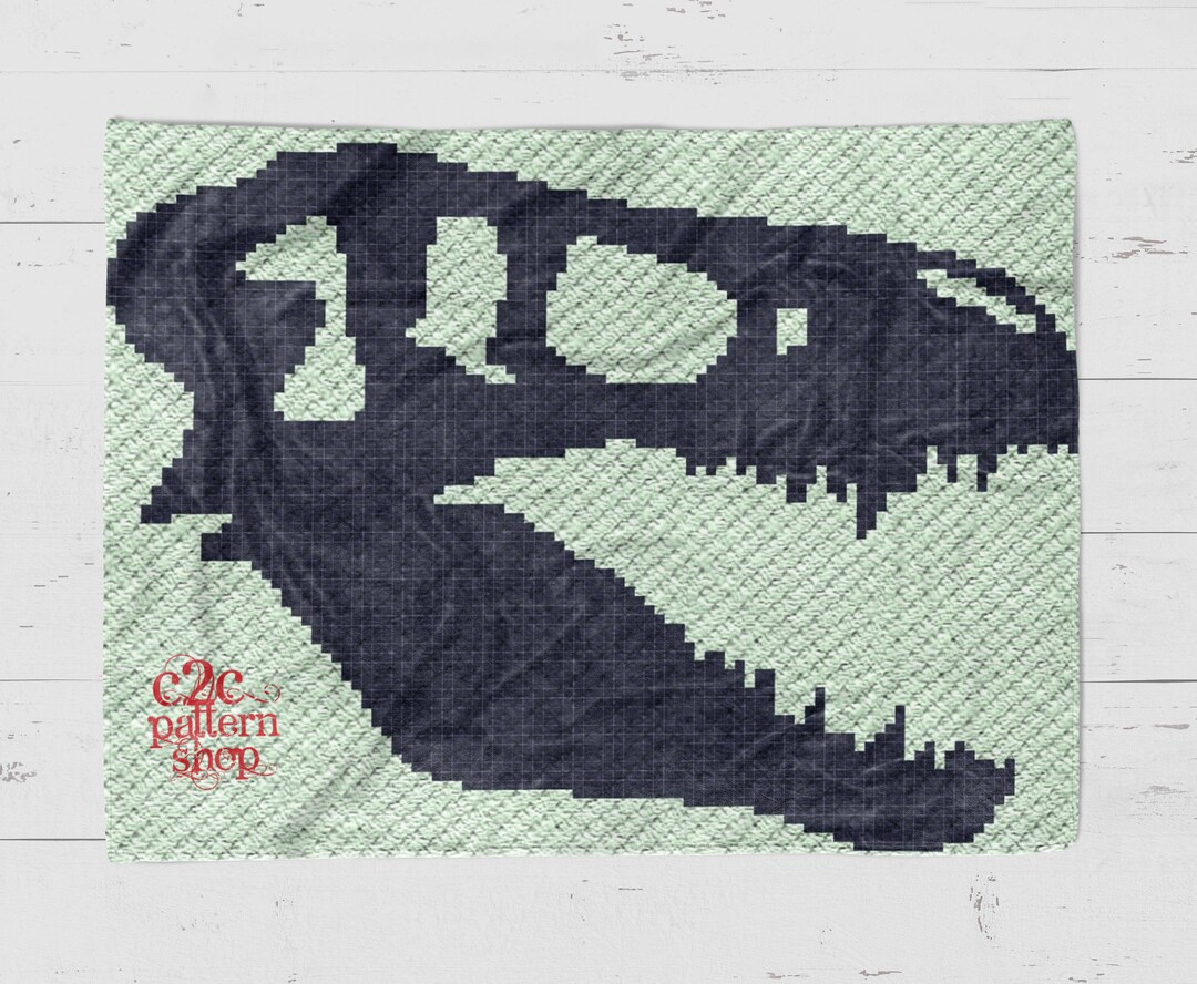 Dinosaur Skull C2C Crochet Pattern With Written Instructions / Graph ...