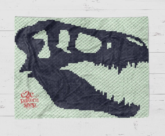 Dinosaur Skull C2C Crochet Pattern With Written Instructions / - Etsy