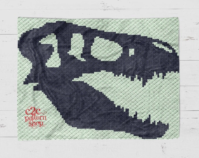 Dinosaur Skull C2C Crochet Pattern With Written Instructions / Graph ...