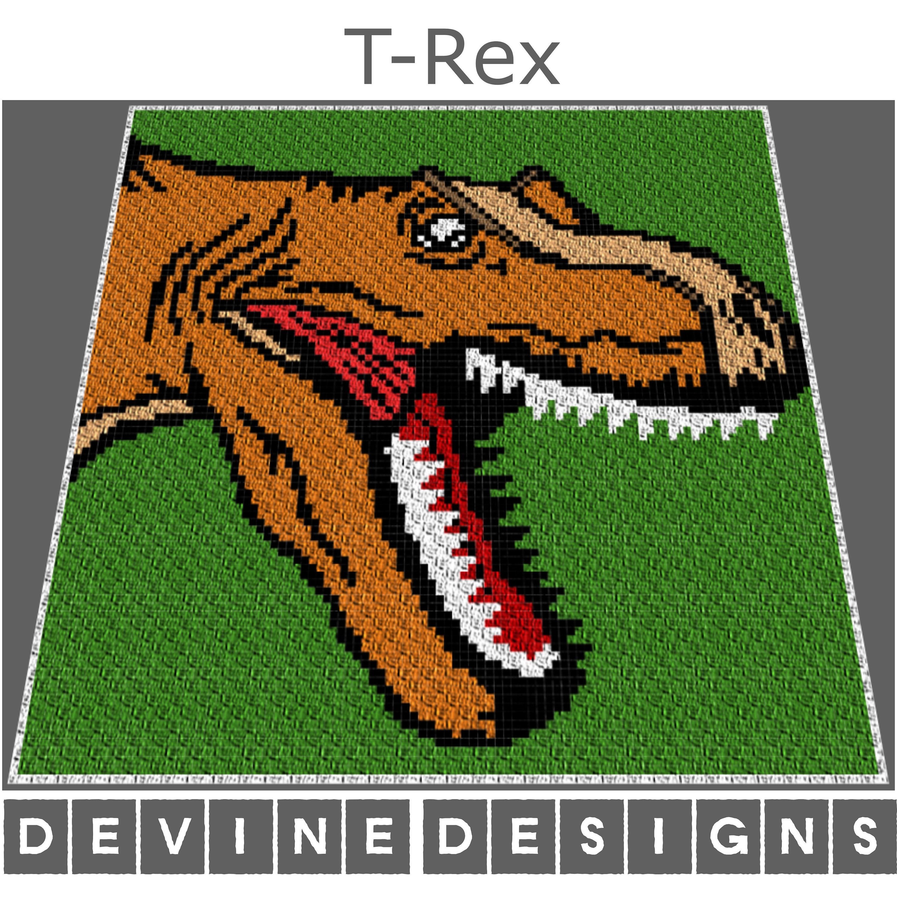 C2C T Rex Dinosaur Crochet Pattern / C2C Graphgan / Corner to | Etsy