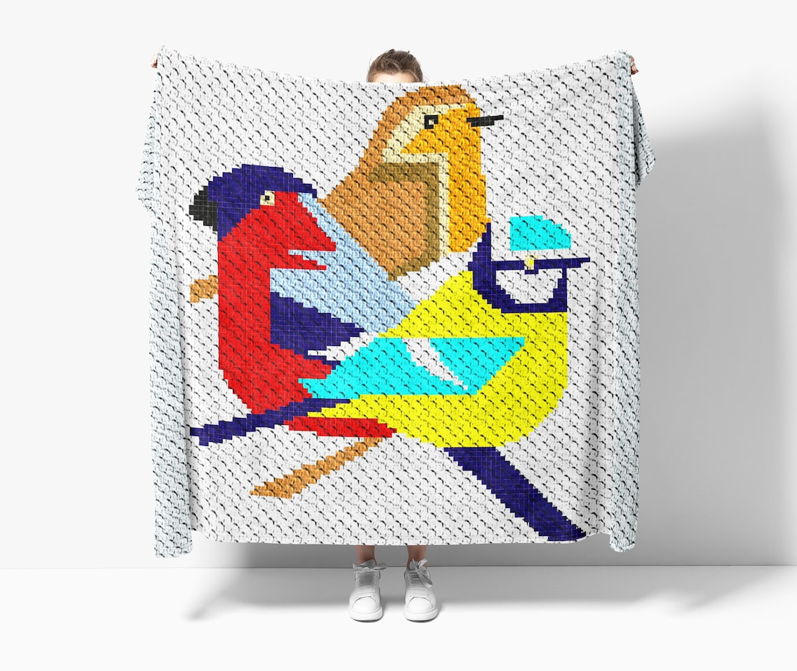 C2C Colorful Birds Crochet Pattern / C2C Graphgan Patterns / - Etsy