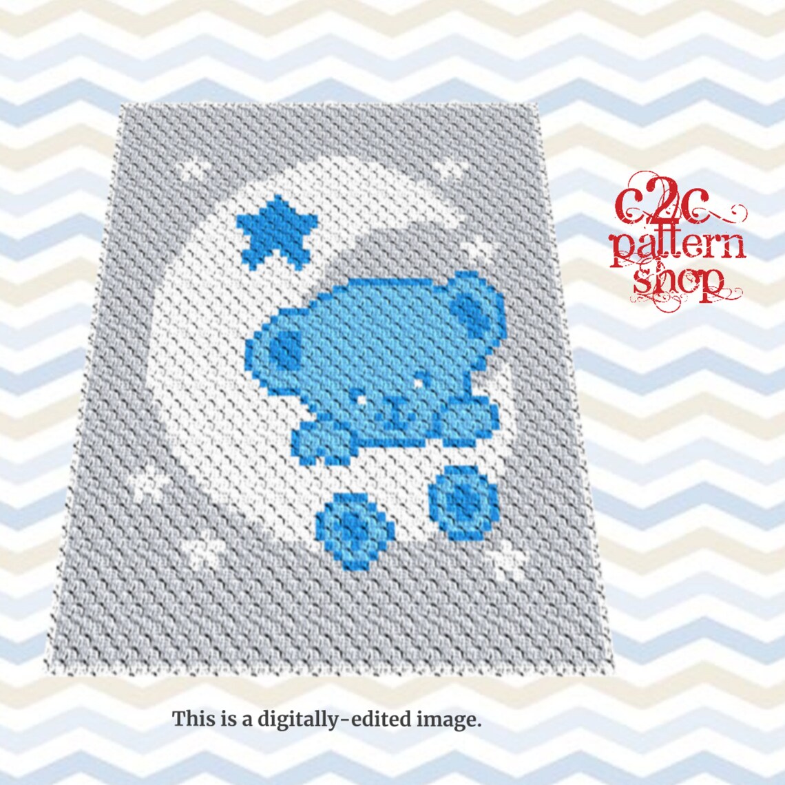 C2C Bear on the Moon Baby Crochet Pattern with Written | Etsy