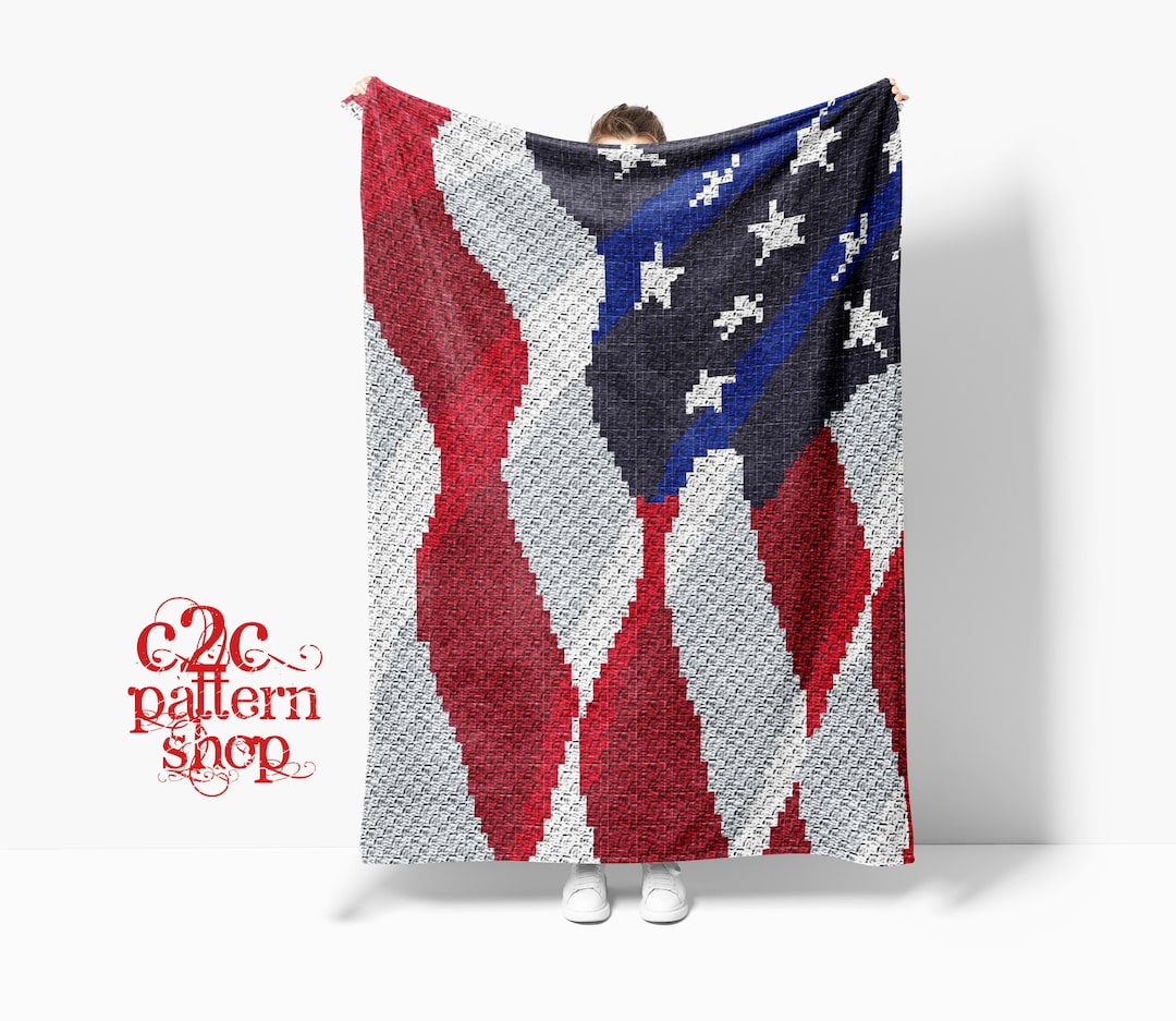 C2C American USA Flag Crochet Pattern With Written/color Instructions ...