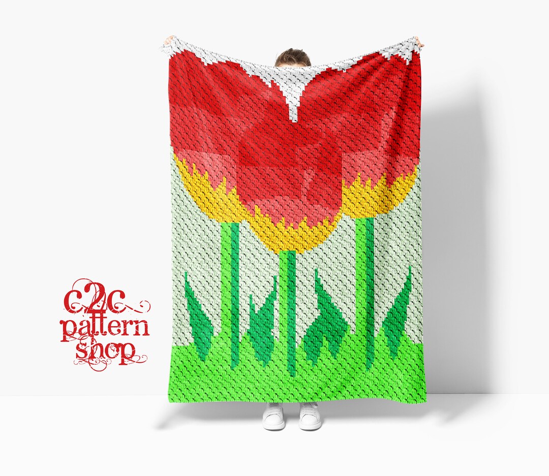 C2C Tulip Flowers Crochet Pattern / Corner to Corner / C2C Graphgan ...