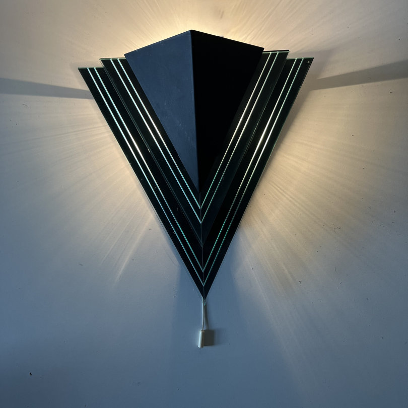 Vintage Memphis Art Deco Triangular Wall Sconce - Sische German Design ...