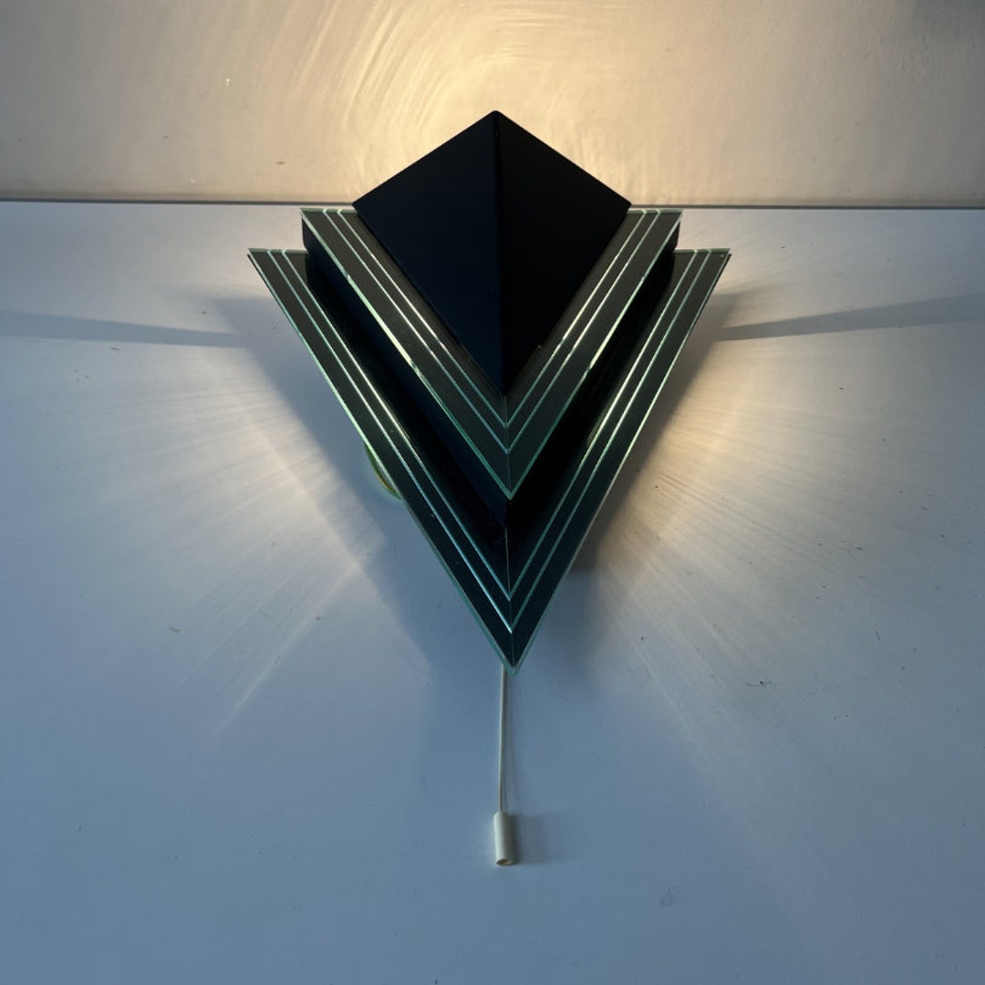 Vintage Memphis Art Deco Triangular Wall Sconce - Sische German Design ...