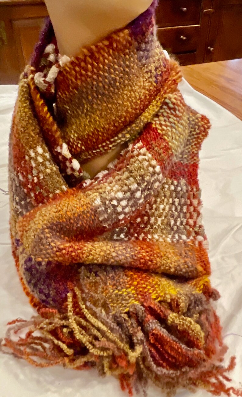 Handwoven Scarf, Saori Style, in Multi Colored, Multi Textured Yarns ...