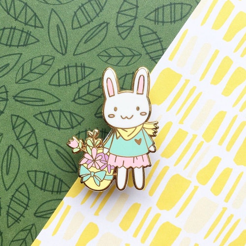 Forest Rabbit Hard Enamel Pin Kawaii Rabbit Enamel Pin - Etsy