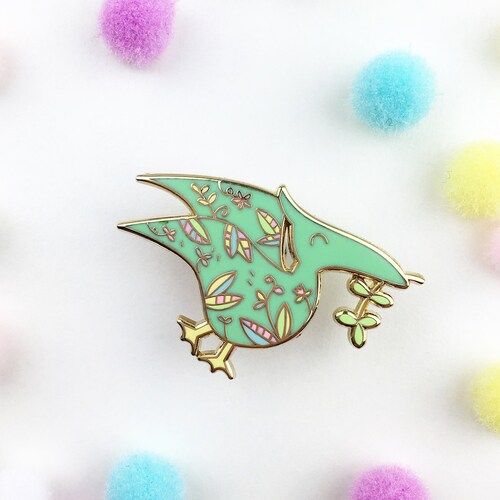 Floral Dino Hard Enamel Pin Cute Dinosaur Pin Kawaii Dino - Etsy Canada