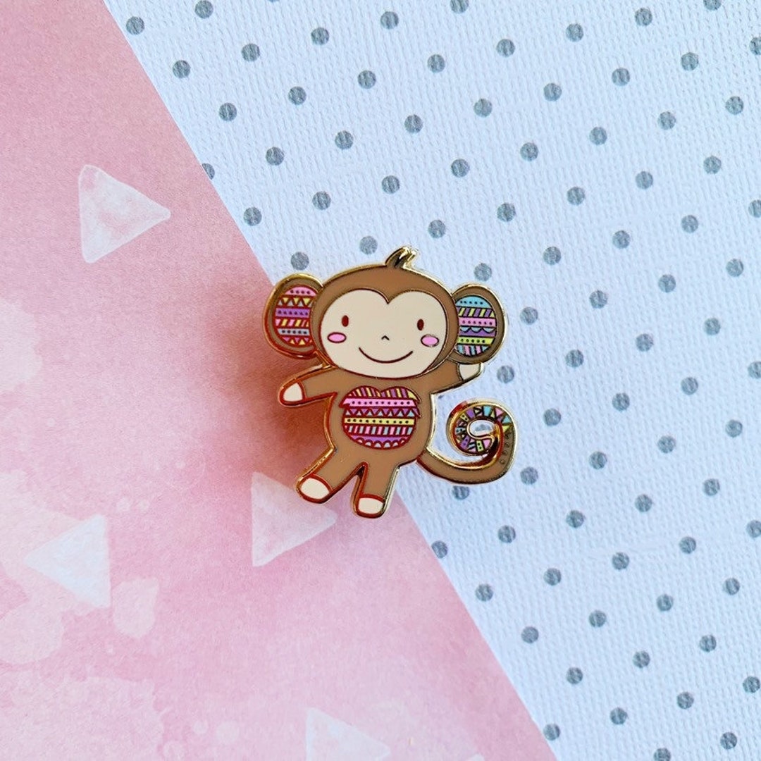 Wonderland Monkey Hard Enamel Pin - Kawaii Monkey Lapel Pin, Cute ...