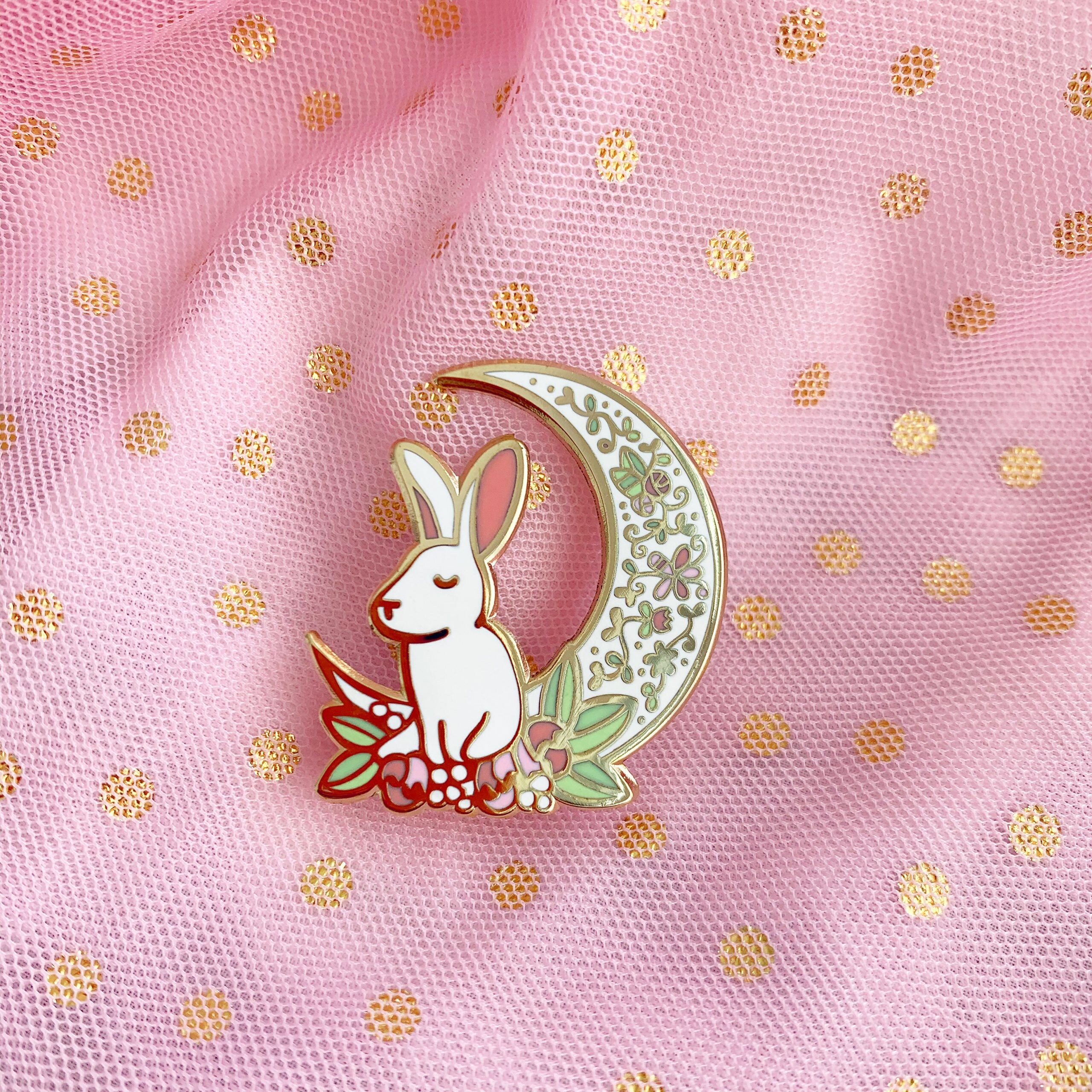 Moon Cat and Rabbit daylight Hard Enamel Cute Bunny Pin - Etsy