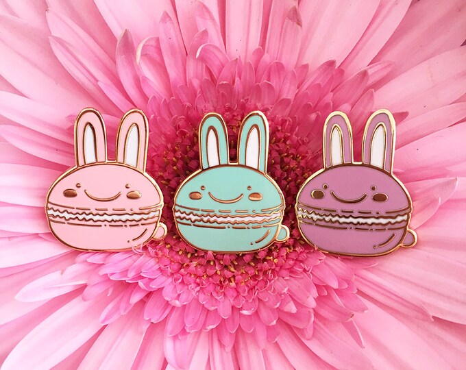 Bunny Macaron - Hard Enamel Pin - Kawaii Accessories, Cute Enamel Pin ...