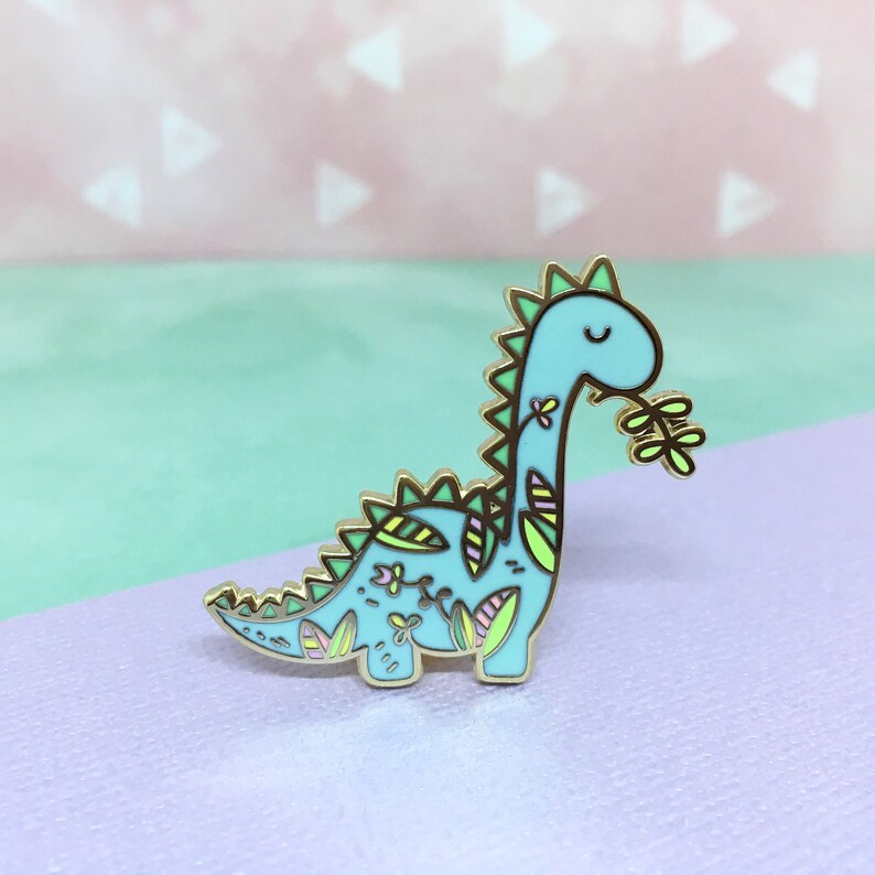 Floral Dino Hard Enamel Pin Cute Dinosaur Pin Kawaii Dino - Etsy Canada