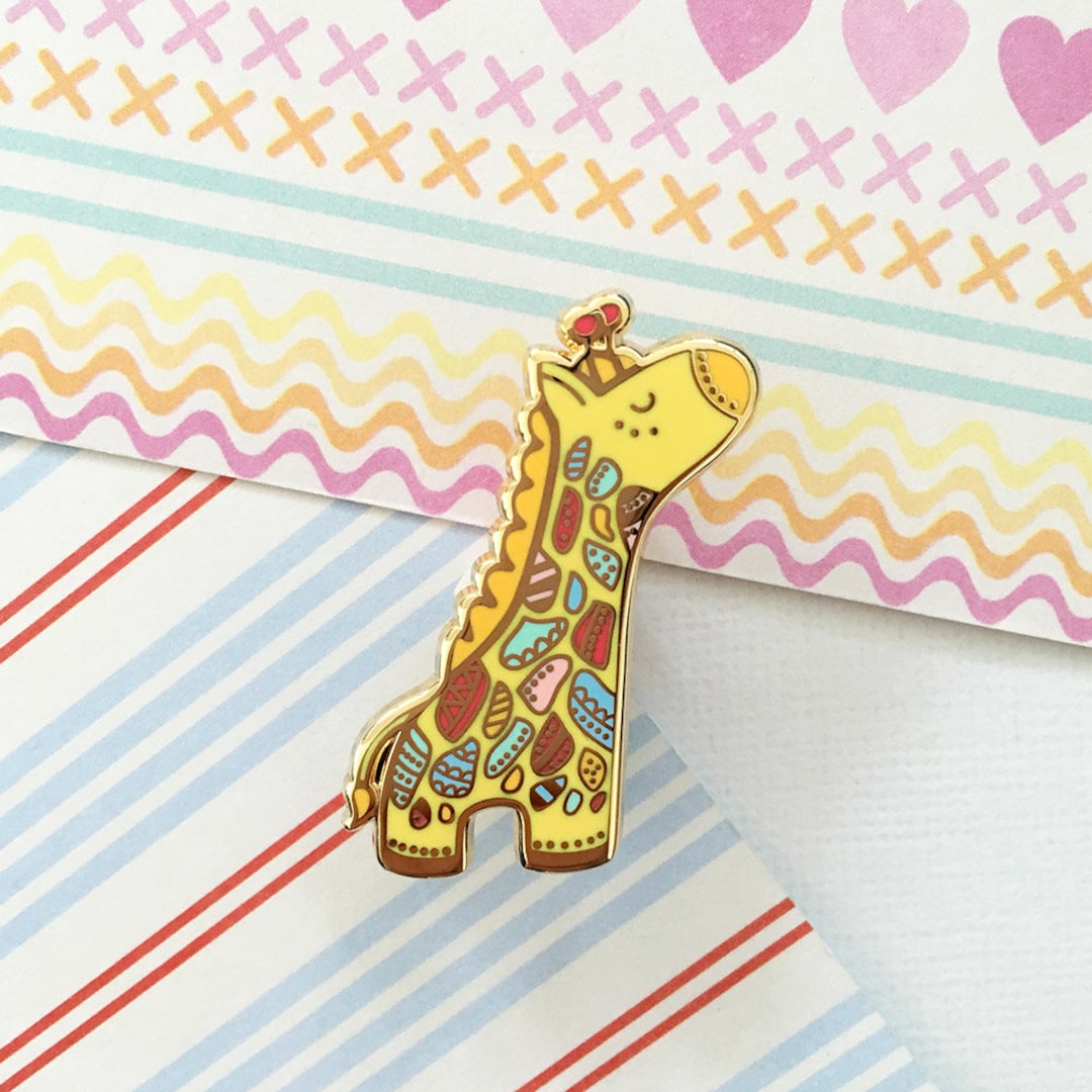 Wonderland Giraffe Hard Enamel Pin - Cute Giraffe Accessories, Kawaii ...