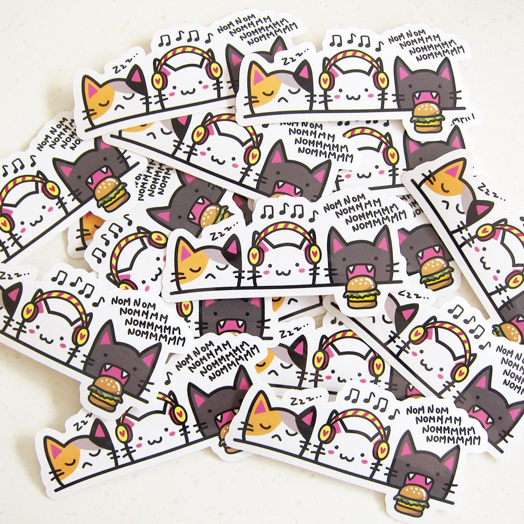 NOMNOMNOMM Cats - Vinyl Sticker - Cat Vinyl Sticker, Cat Sticker, Die ...
