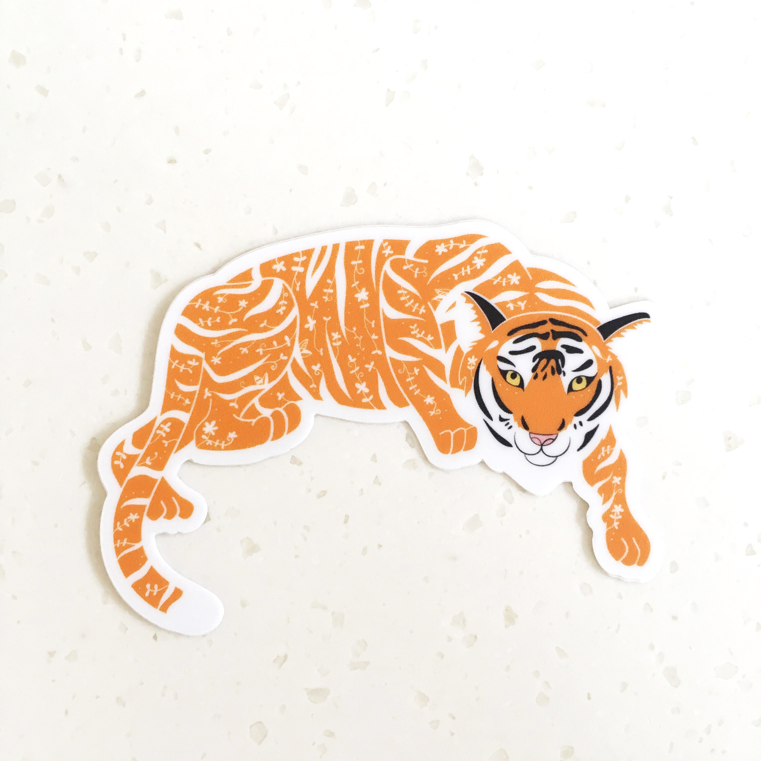 Floral Tiger Vinyl Sticker Tiger Vinyl Sticker Cute Cat - Etsy