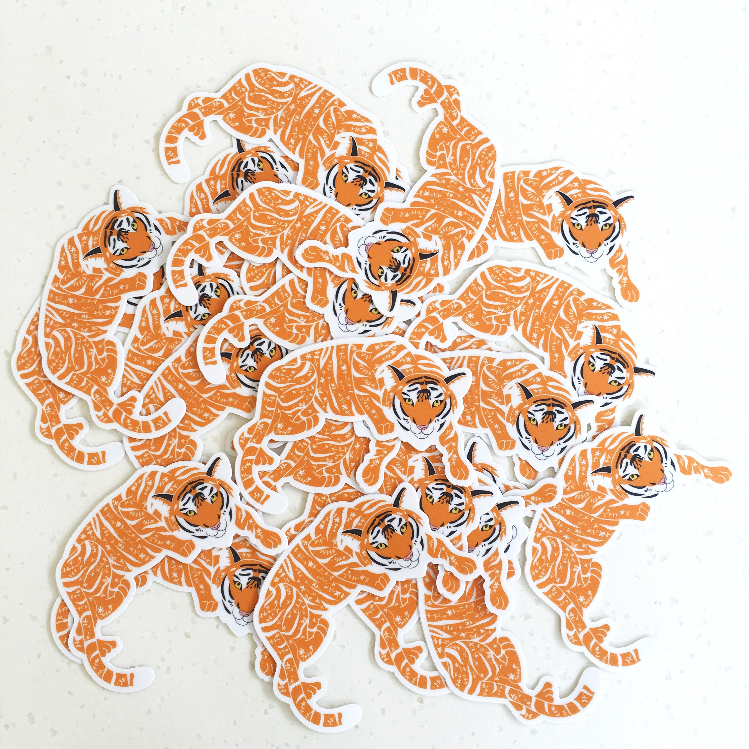 Floral Tiger Vinyl Sticker Tiger Vinyl Sticker Cute Cat - Etsy
