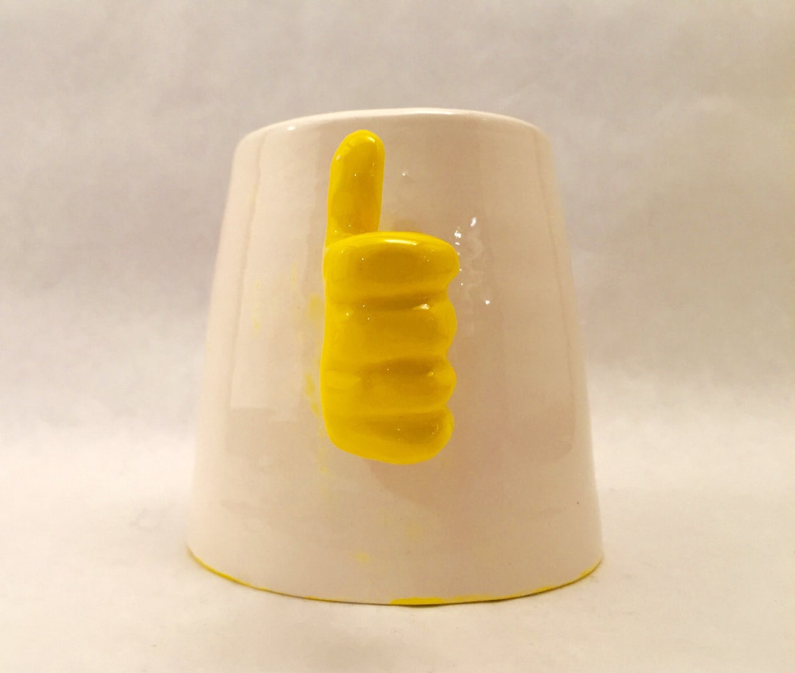 Handmade Thumbs up Cheerful Optimist Mug - Etsy