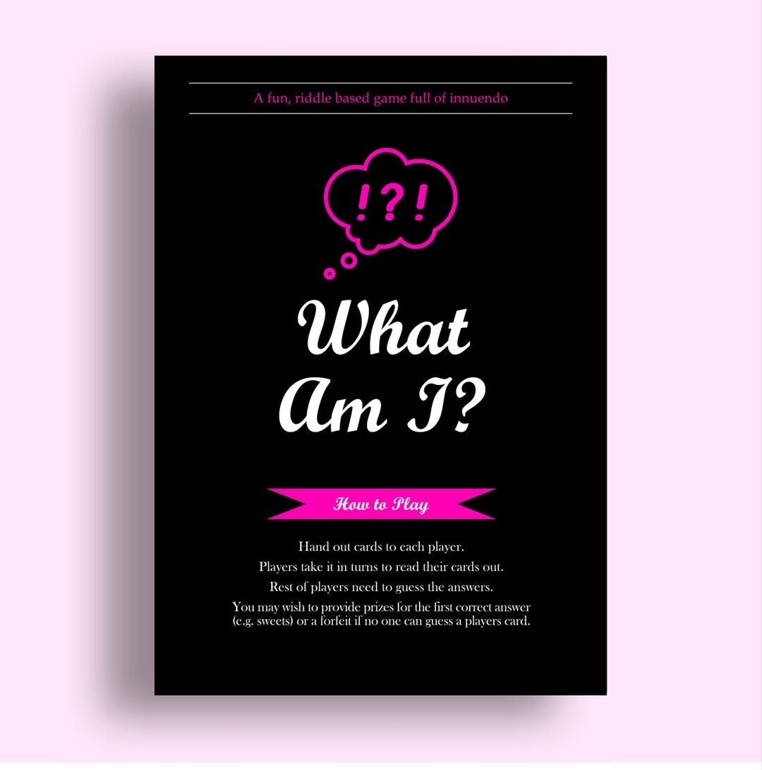 Bachelorette What Am I? Innuendo Riddle Game Download Bridal Shower ...
